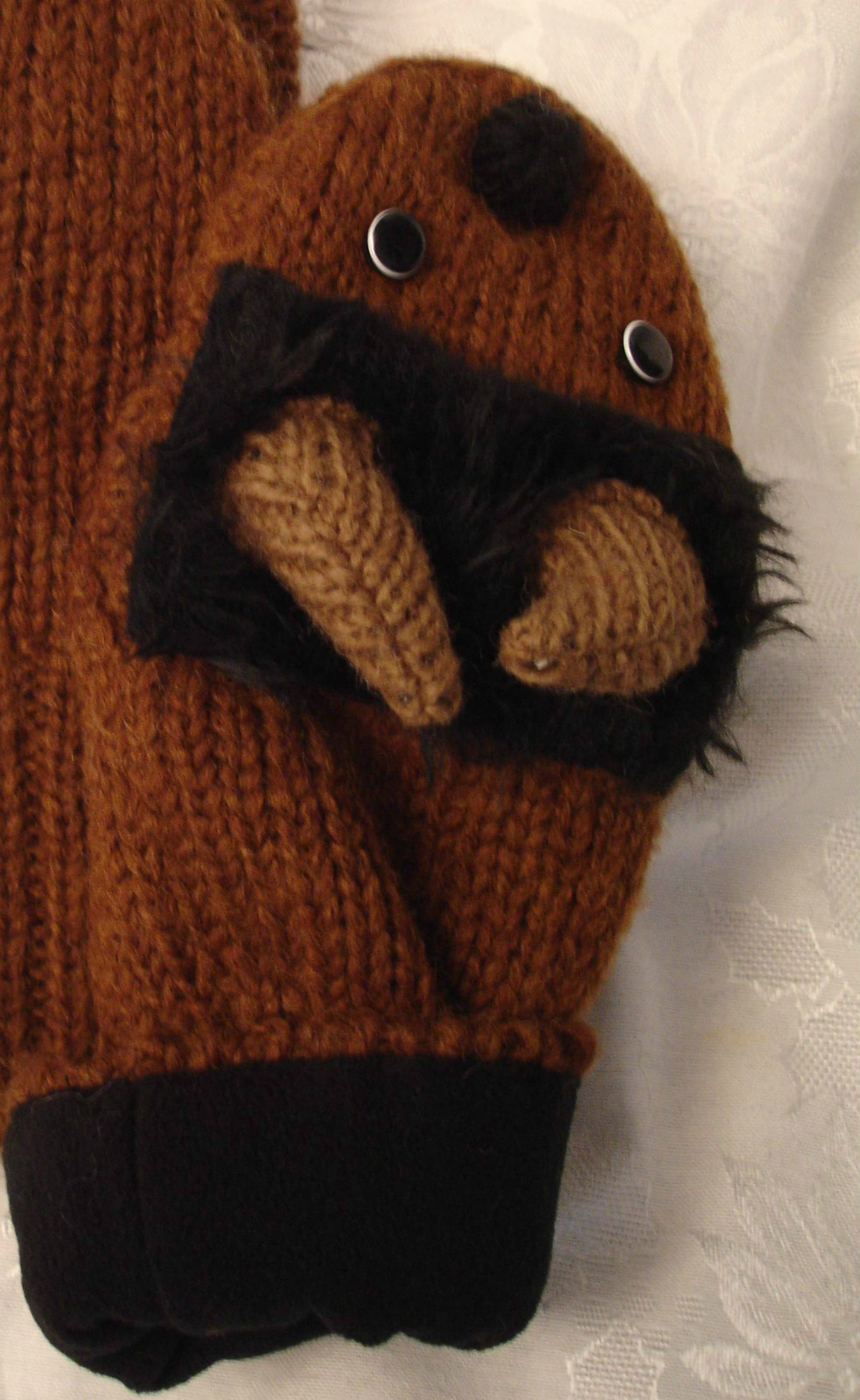 BISON MITTENS knit LINED puppet ADULT mens womens BUFFALO bills bull ...