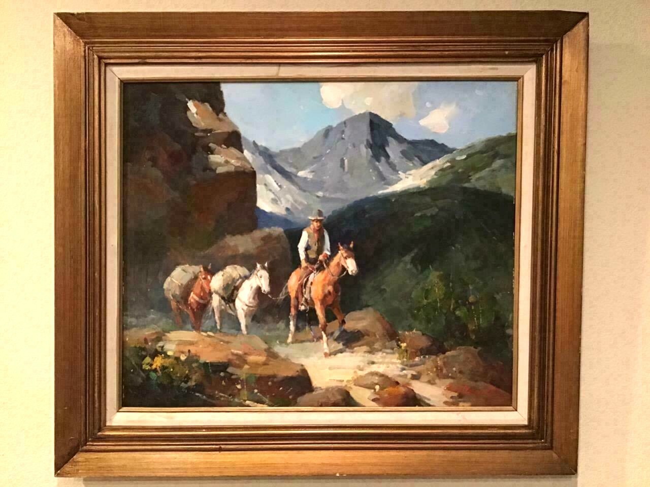 FINE WESTERN PAINTING COWBOY BY ARTIST G. DeWalt | eBay