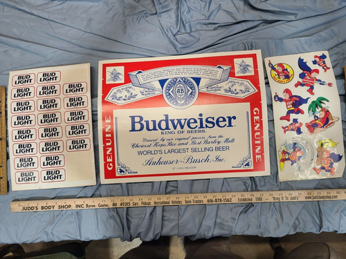 Budweiser Vintage 1987 Bud Man Decal Sticker Sheet Anheuser-Busch Beer ...