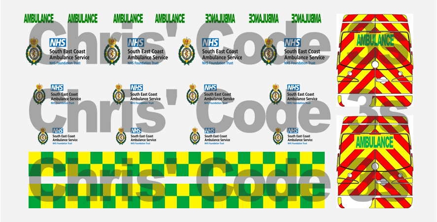 Code 3 Adhesive Vinyl Decals 1/43 1/50 - South East Coast Ambulance ...