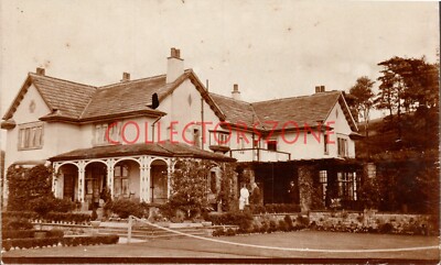 1919 Country House Exterior & Garden Tennis court Sepia Photo 5.5 x 3.5 ...
