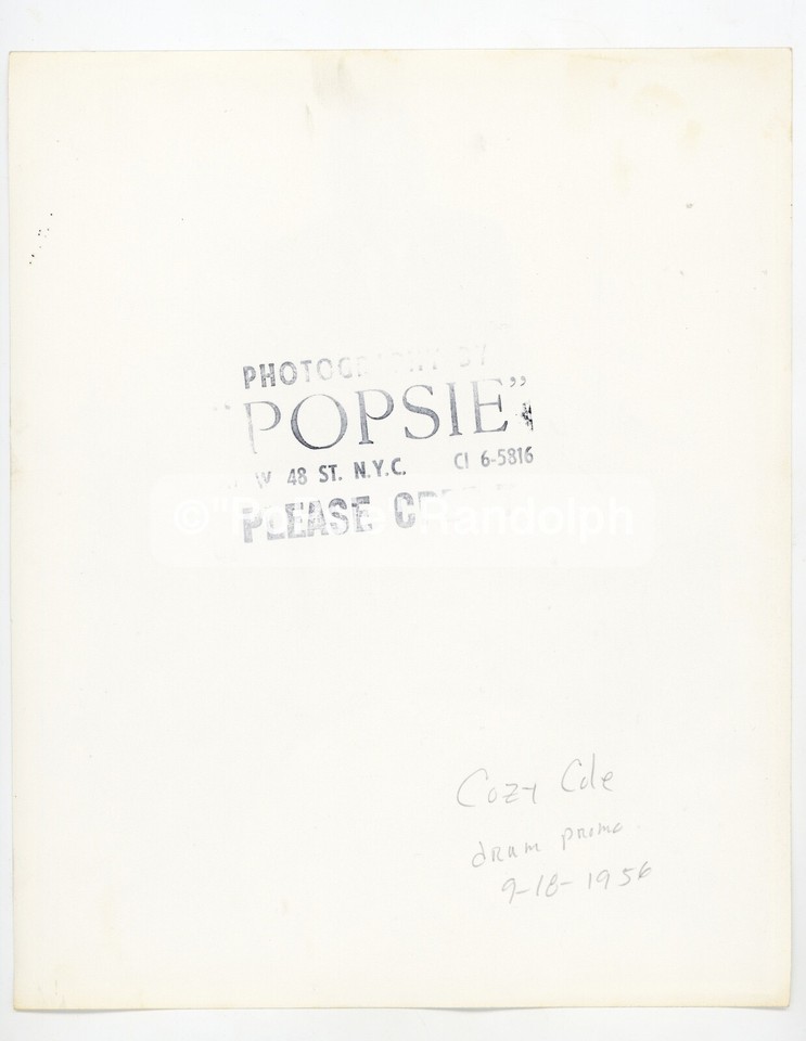 COZY COLE Louis Armstrong Jazz Drummer on 9/18/1956 Original Silver ...