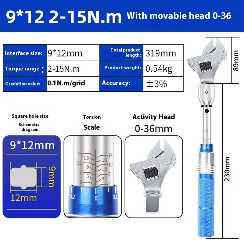 Torque Wrench Adjustable Open End Torque 5-25nm Clicking Wrench Flare ...