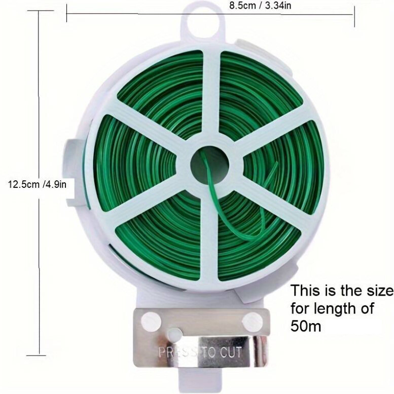 2 Rolls 100m Garden Plant Support Twist Tie Green Wire Strapping Rope ...