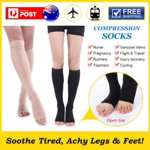 Medical Compression Socks Knee High Support Relieve Varicose Veins DVT ...