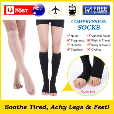Medical Compression Socks Knee High Support Relieve Varicose Veins DVT ...
