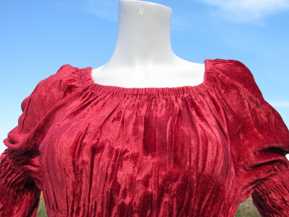 NEW L PYRAMID COLLECTION velvet peasant dress Renn wench medieval rust ...
