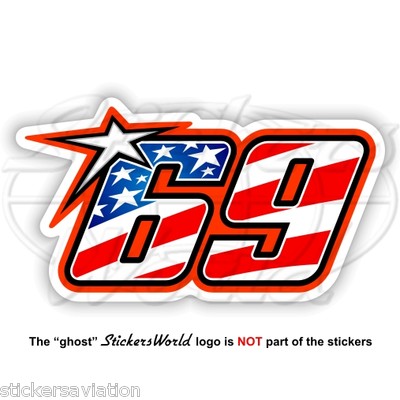 NICKY HAYDEN 69 Stars and Stripes Flag USA MotoGP 75mm Sticker Decal ...