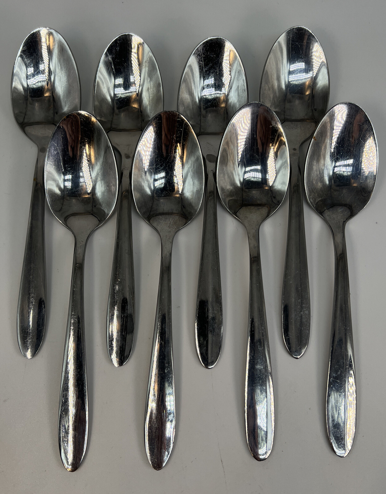 8pc Oneida Mooncrest stainless flatware Soup Spoon 7” Glossy | eBay
