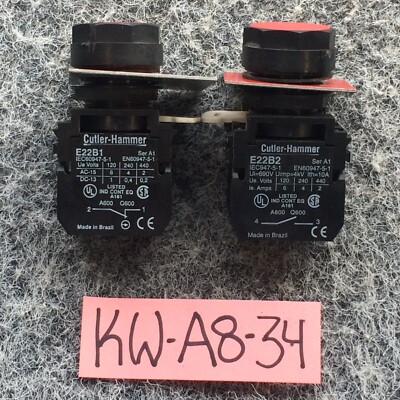 Lot of 2 Cutler Hammer E22B1, E22B2 AND E22D Contact Block Push Button ...