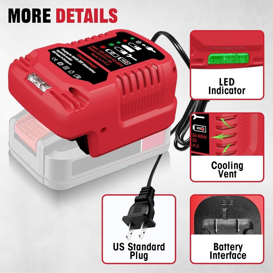 Portable Charger for Bauer 20V Li-ion Battery Charger Station with LED ...