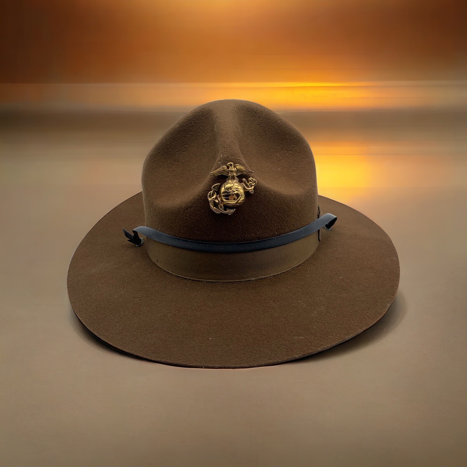 VTG WWI USMC Campaign Hat & Econolead Eagle, Globe, Anchor Pin - Strap ...