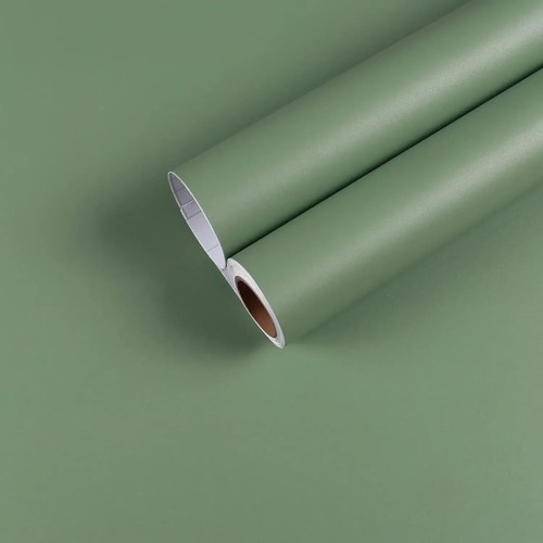 Olive Green Matte Vinyl Roll Adhesive Contact Paper Waterproof Kitchen ...
