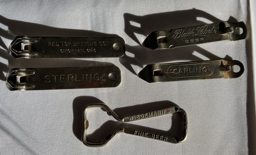 Lot of 5 Vintage Beer Bottle Openers Red Top Brewing Black Label Beer ...