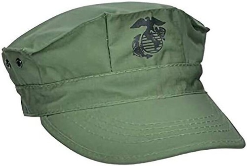 USGI 8-POINT OD GREEN MARINE COVER CAP HAT 50/50 NYLON COTTN MADE USA ...