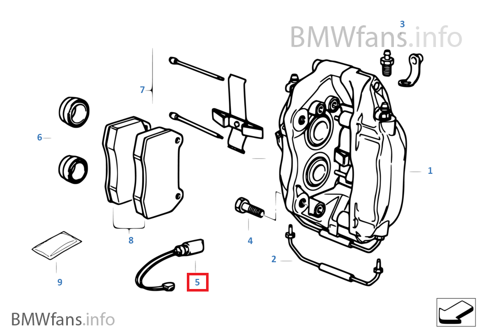 New BMW E38 725tds, 730d, 735iL, 740i Front Brake Pad Wear Sensor ...