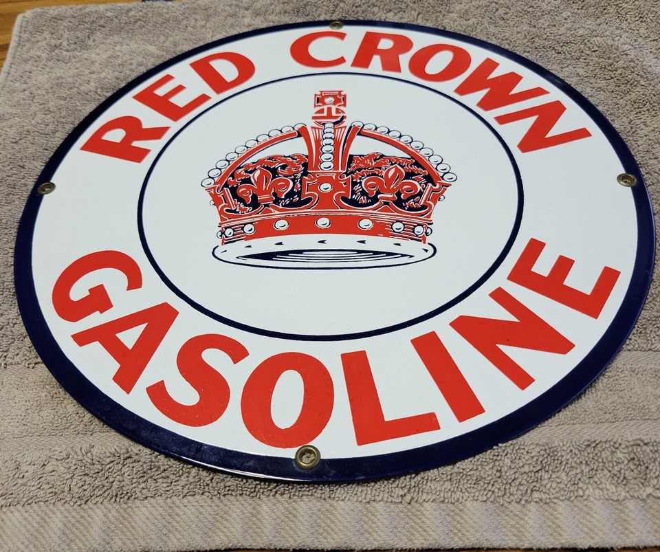 Red Crown Porcelain Gas Sign Reproduced By Ande Rooney Ltd. *** | eBay