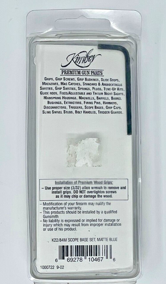 KIMBER K22/84M Scope Base Set, Matte Blue | eBay