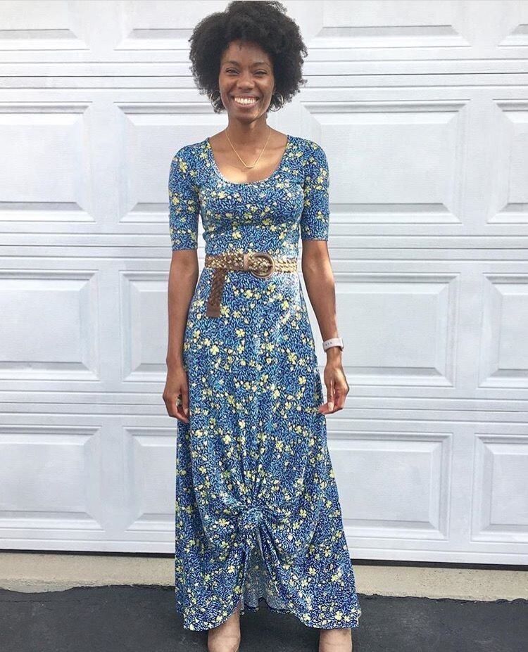 LuLaRoe Ana Long Maxi Dress White Blue Paisley Ornate Floral Daisy 3X ...