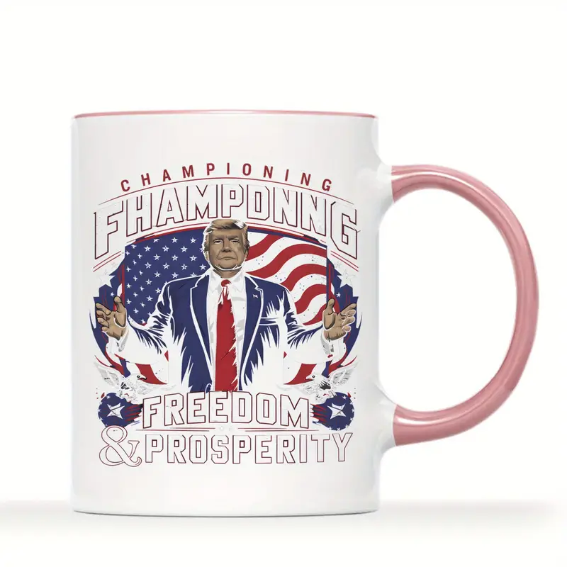 11 oz, CHAMPIONING FHAMPONNG FREEDOM PROSPERITY, Trump Mug, Ceramic Mug ...