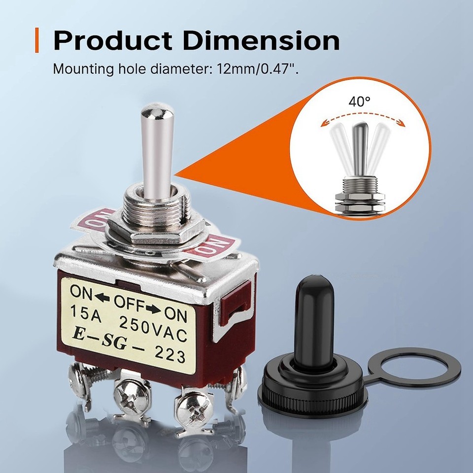 5PCS Momentary Toggle 12V DC 3 Position 30A DPDT (ON)-Off-(ON) 6 Pin ...