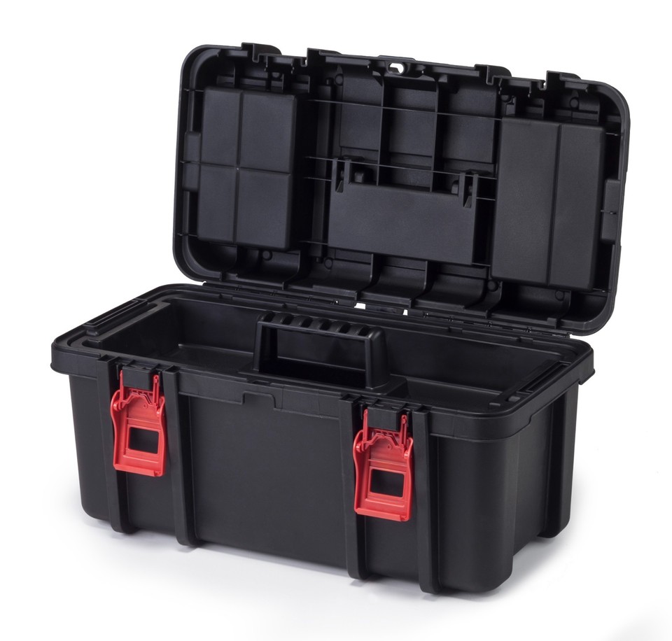 Hyper Tough 19-inch Toolbox, Plastic Tool and Hardware Storage, Black ...
