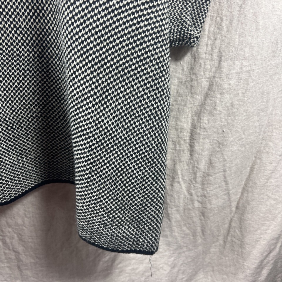 Janice Apparel Womens Black/Ivory Open Front Short Sleeve Knit Poncho ...