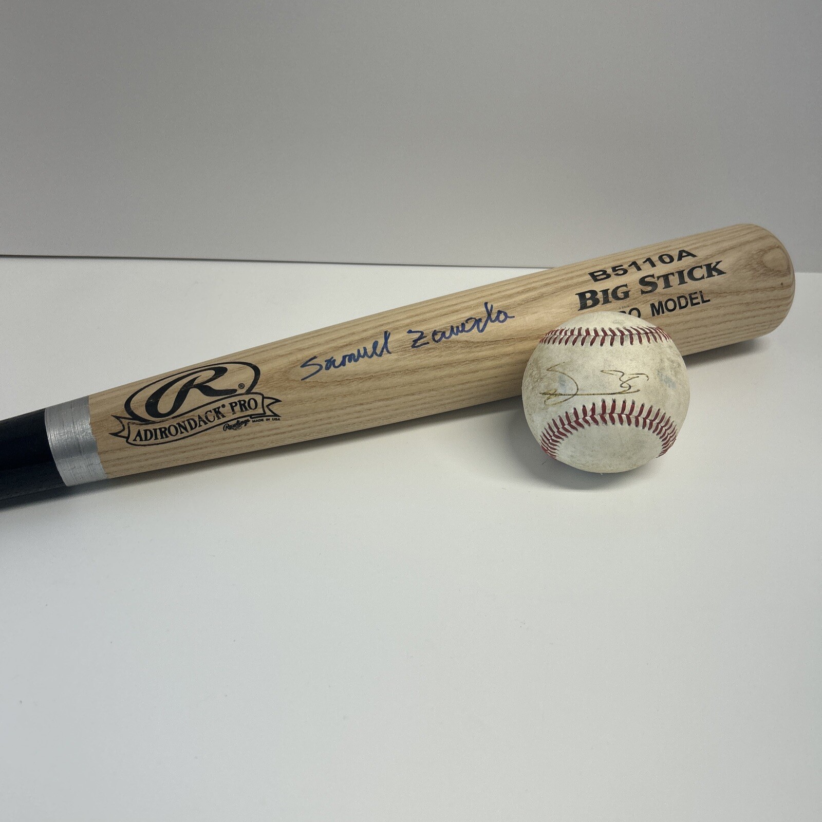 SAN DIEGO PADRES SAMUEL ZAVALA AUTOGRAPHED BASEBALL BAT + BALL - LOT OF ...
