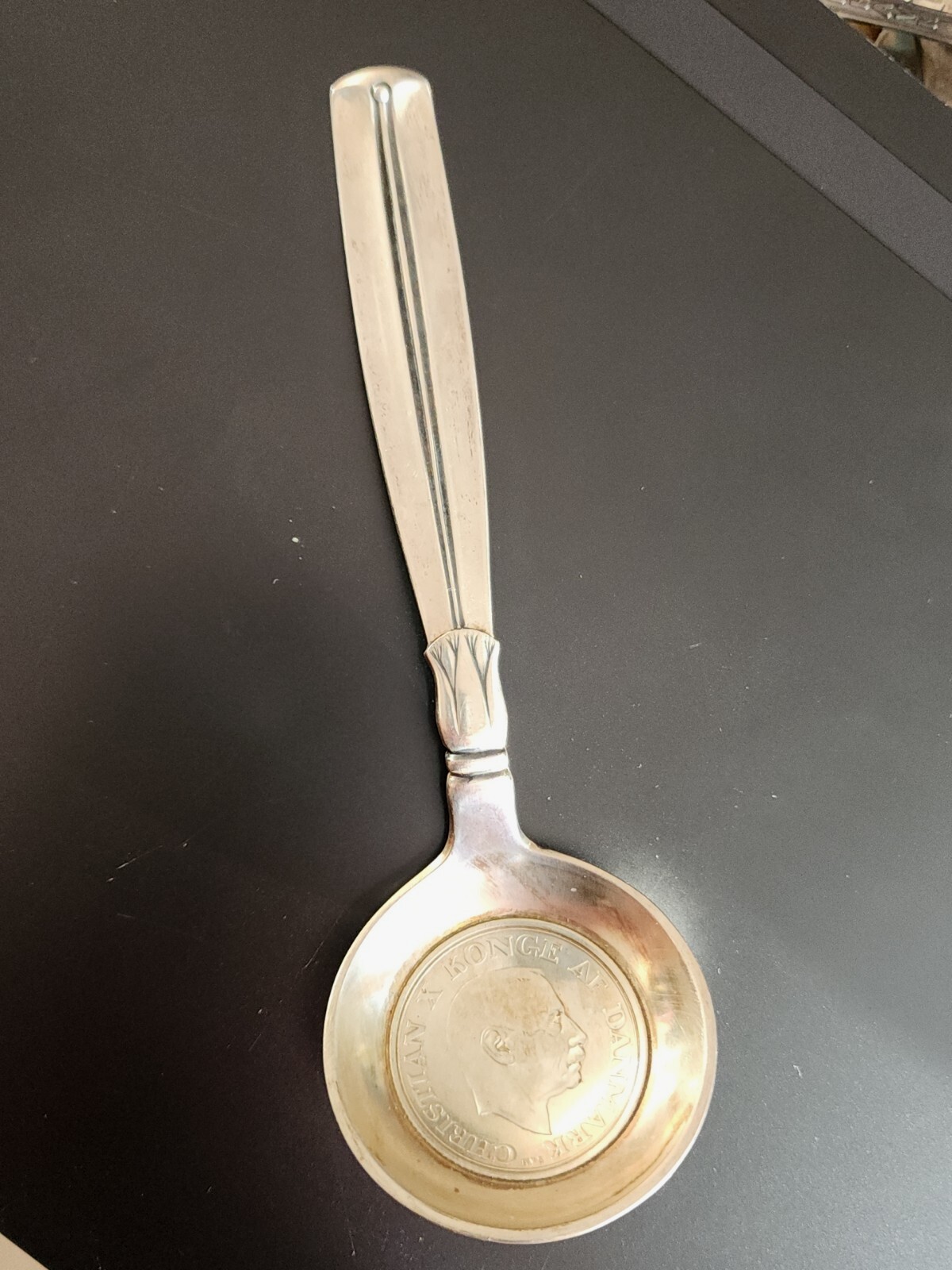 Embedded Commemorative Danish Silver Coin Spoon Christian x Konge 1870 ...