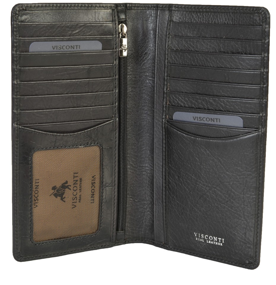 Visconti Mens Real Leather RFID Long Cash & Coin Jacket Wallet Gift ...
