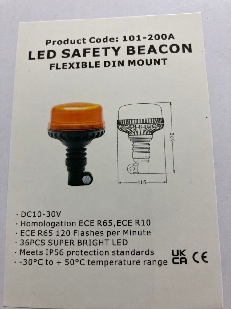 LED Beacon AMBER Flexible 10/30V R65 DIN MOUNT-TOP QUALITY UK SUPPLIER ...