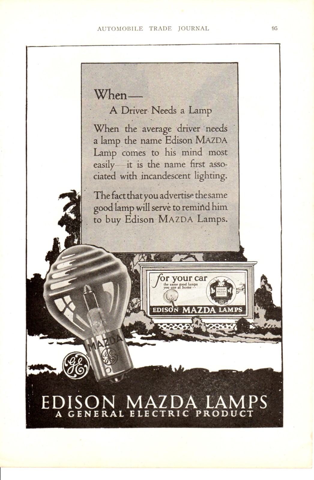 1927 ad Vintage Automobobile part Edison Mazda Lamps for your car Acme ...