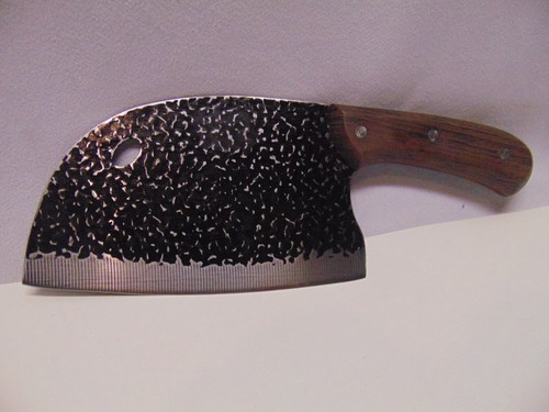 Cleaver knife 3 3/4" x 6 1/4" long blade with 4 1/2" brown handle | eBay