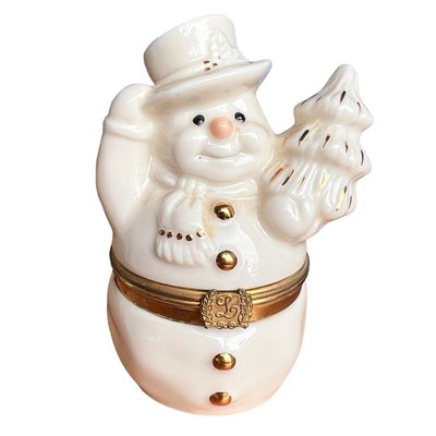 Lenox Snowman Ceramic Trinket Box Holiday Christmas Classic Traditional ...