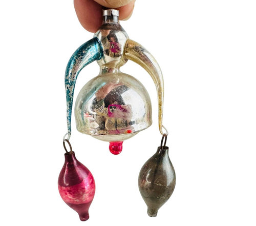 vtg Fluted Bell Annealed Arms Chandelier mercury glass christmas tree ...