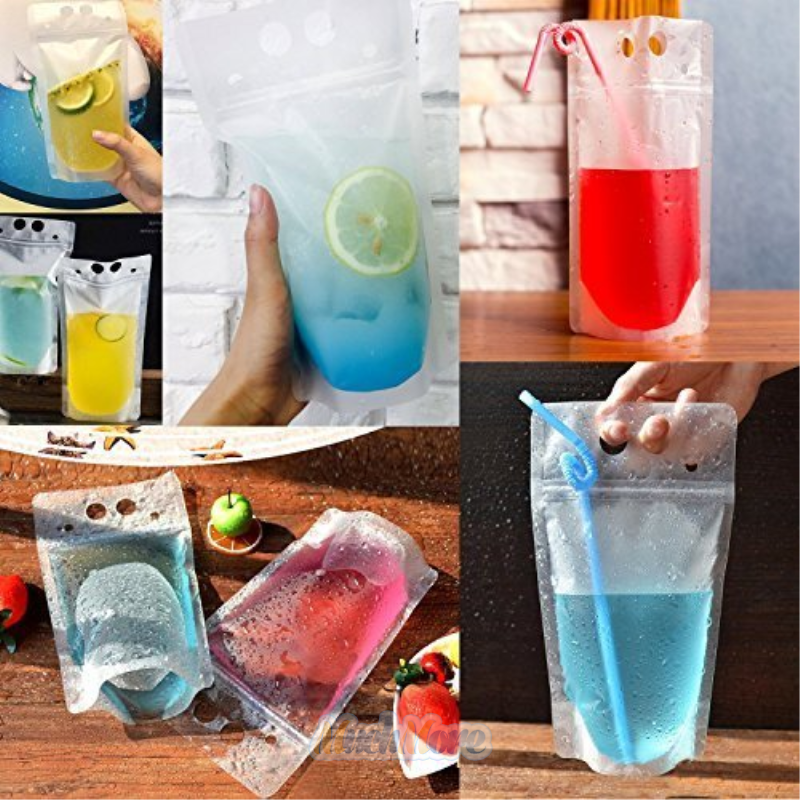 100 Drink Pouches Reusable Juice Smoothie Stand Up Zipper Bags with ...