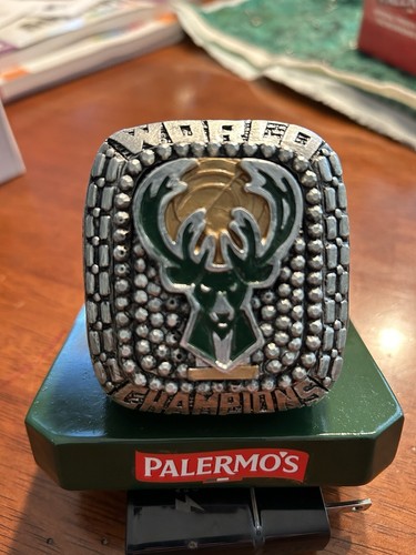 2021 Milwaukee Bucks Ltd Edition Championship Ring Replica Figurine 4x3 ...