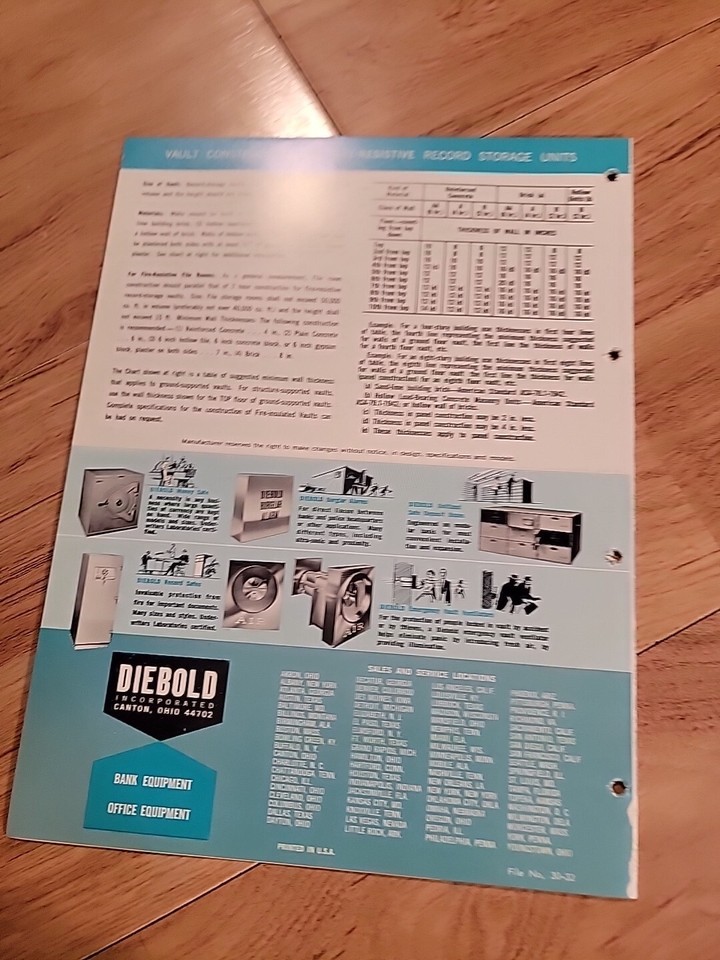 1960's Diebold Bank Equipment Brochure Booklet vault drive up window | eBay