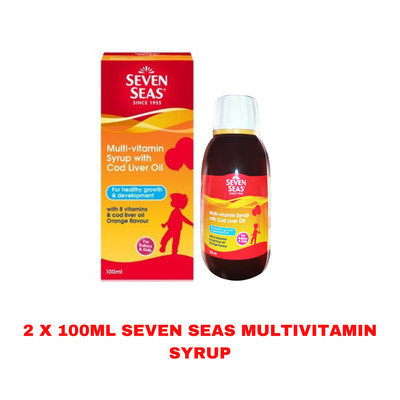 2 X 100ml Seven Seas Multivitamin Syrup With Cod Liver Oil Orange ...