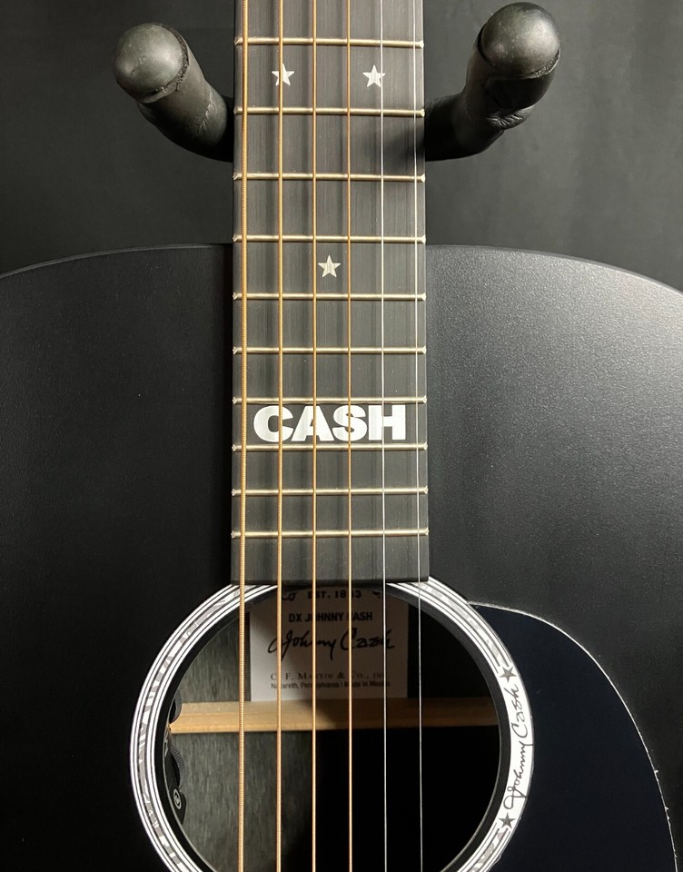Martin DX Johnny Cash Dreadnought Acoustic-Electric Guitar Jett Black w ...