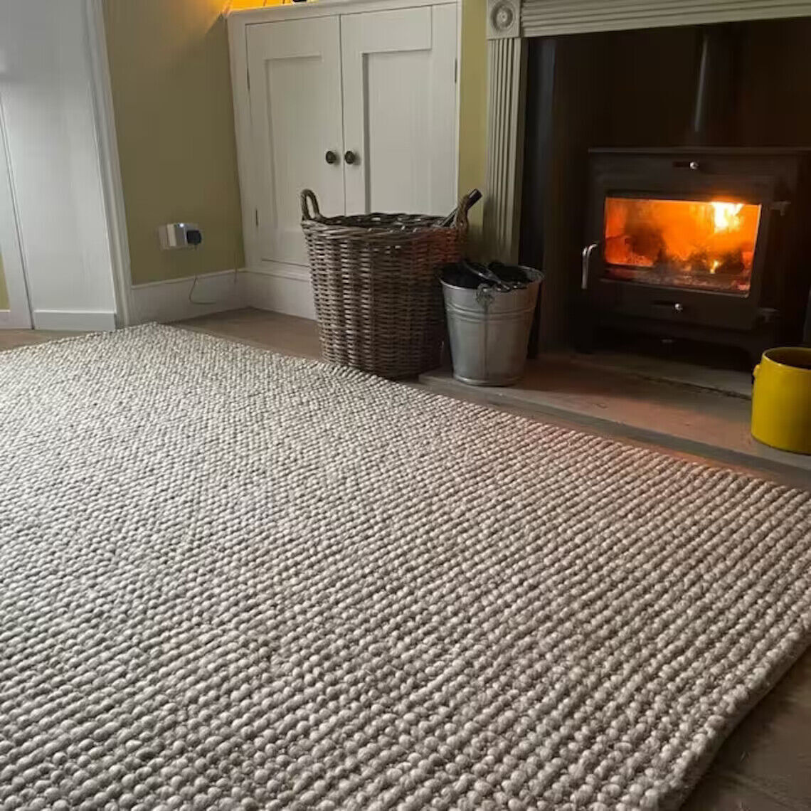 Hand Woven Rug Chunky, Plain Solid grey loop rug, Runner Rug, Round Rug ...