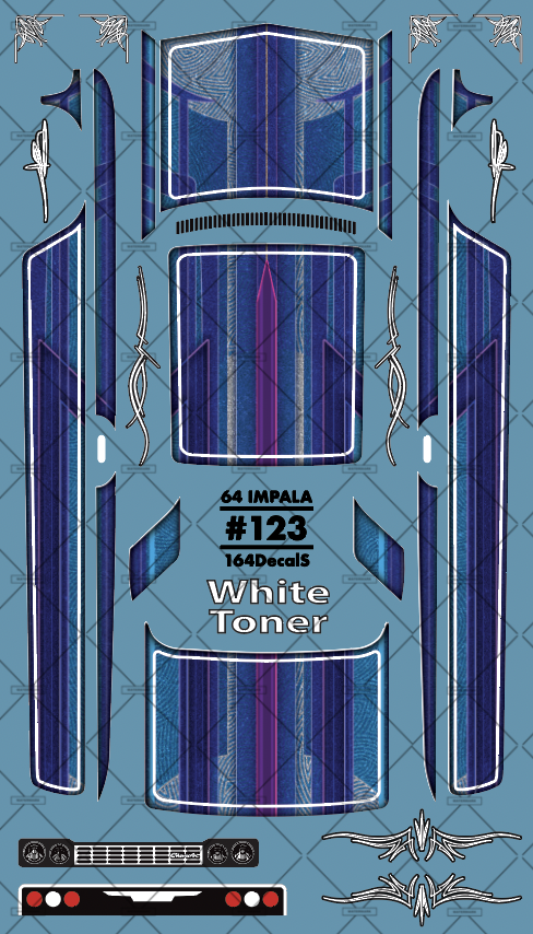 '64 IMPALA LOWRIDER WHITE & CLEAR Waterslide Decals 1/64 CUSTOM #123 | eBay