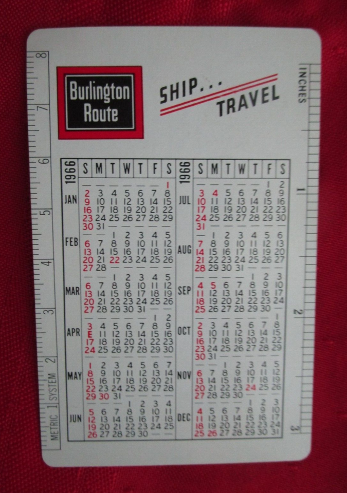 BURLINGTON ROUTE - Original Pocket Calendar - 1966 | eBay