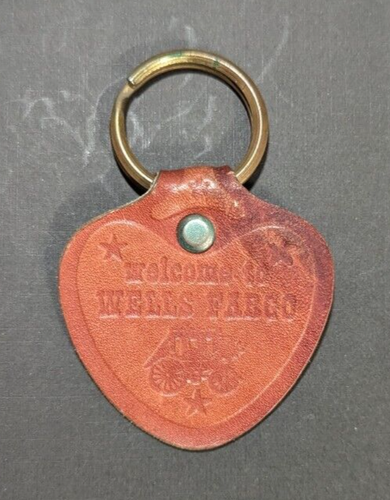 "Welcome to Wells Fargo" Bank Leather Embossed Key Ring - Mid Century ...