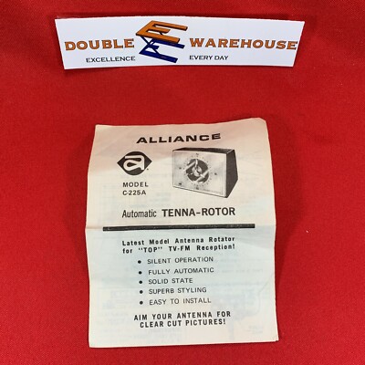 Vintage Alliance Automatic Tenna-Rotor Model C-225A Instruction Manual ...