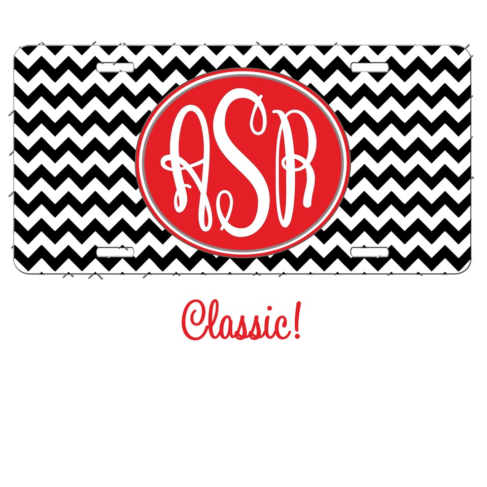 Personalized Monogrammed Car Tag License Plate - Chevron Chevrons ...