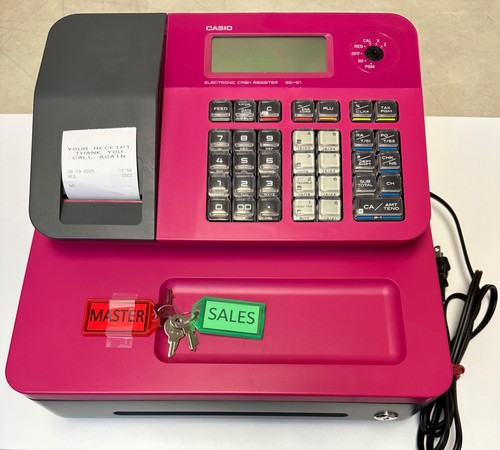 Casio SE-G1 Cash Register POS system MAGENTA with Ops & Drawer Keys ...