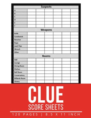 Clue Score Sheets: Clue Board Game Pads | Clue Score Card and Notepad ...