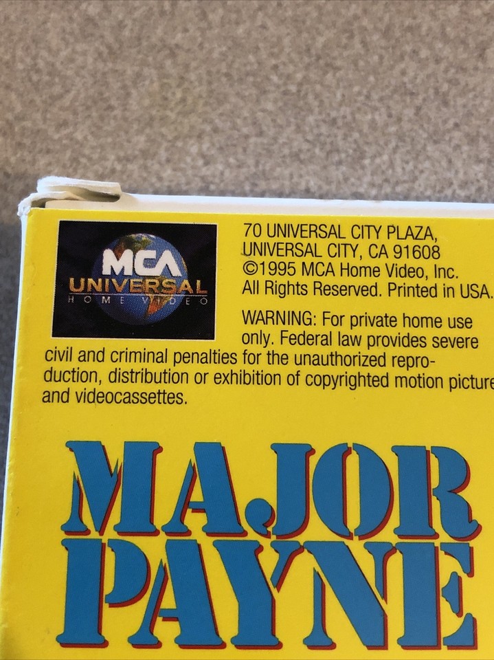MAJOR PAYNE VHS DAMON WAYANS 1995 COMEDY LIKE NEW! MCA UNIVERSAL PG-13 ...