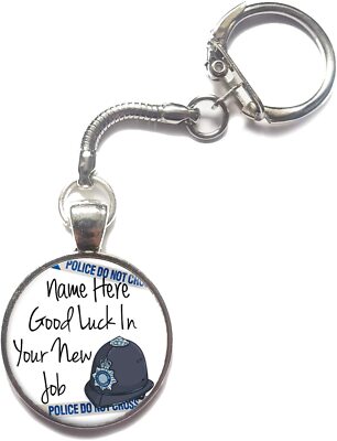 Personalised Good Luck in Your New Job Police Pendant Snake Keyring ...